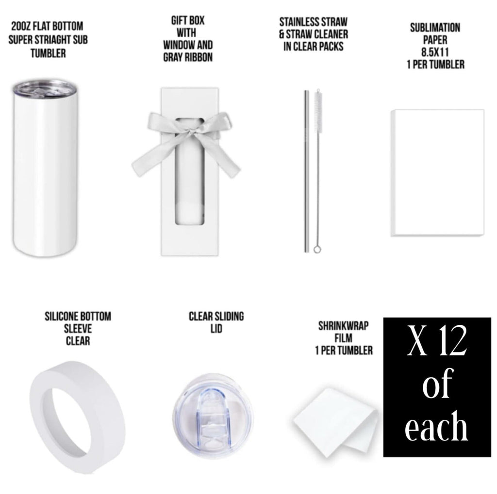20oz SUBLIMATABLE SKINNY EDGE TUMBLER GIFT SET - 12 PACK – The ...