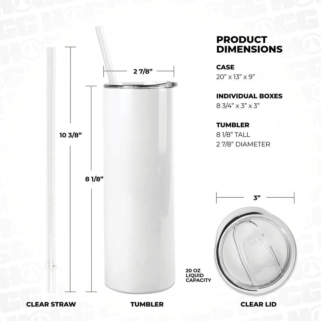20oz Skinny Sublimation Blank Tumbler Case 24 — Sliding Lid – The ...