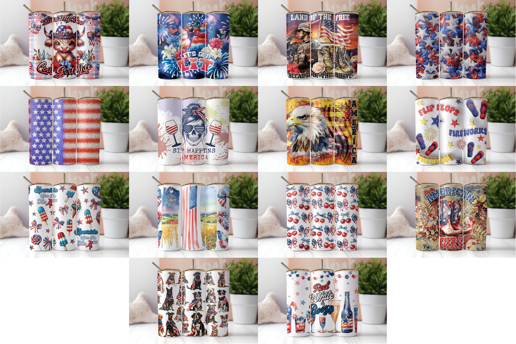 Fourth of July Tumbler Sublimation Prints — 14-Pack – The Stainless Depot