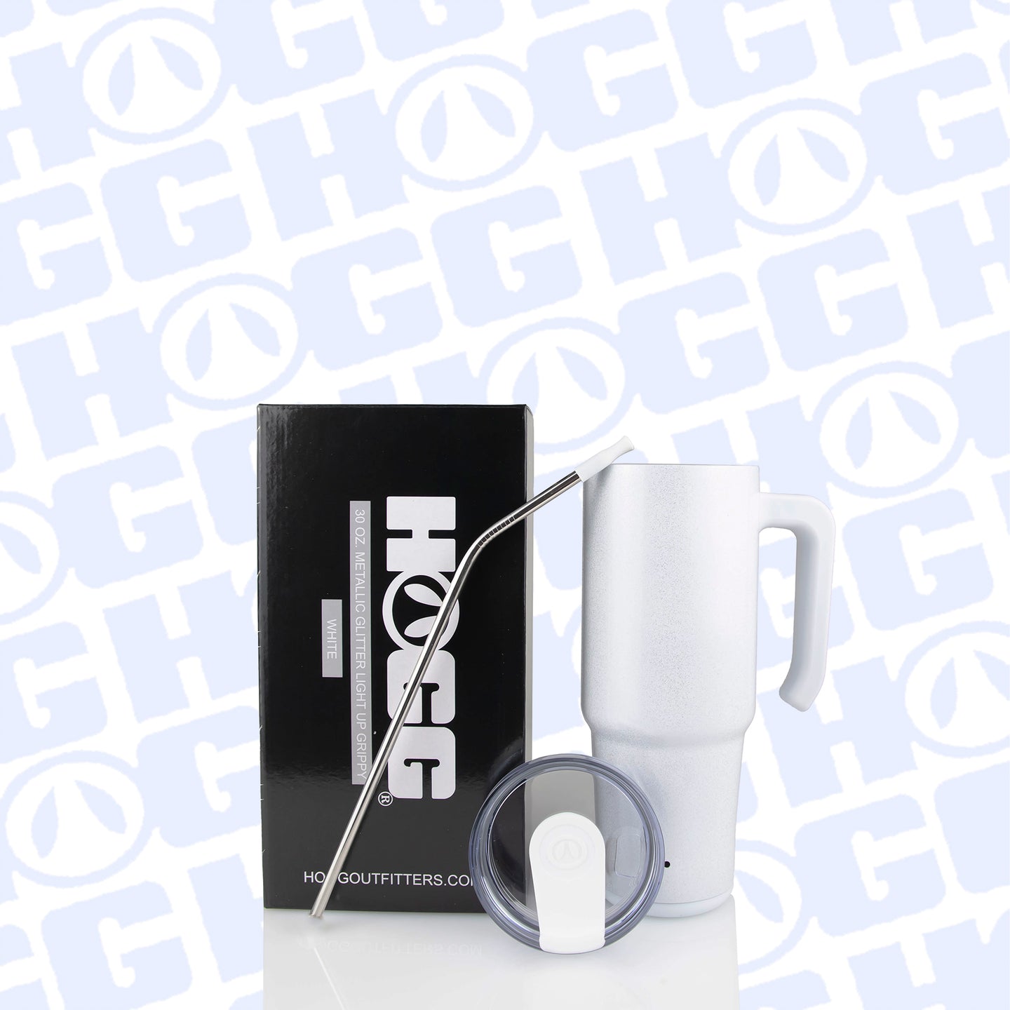 30oz Sublimatable Metallic Glitter Light Up Grippy Tumbler Case (24 Units) - White – The ...