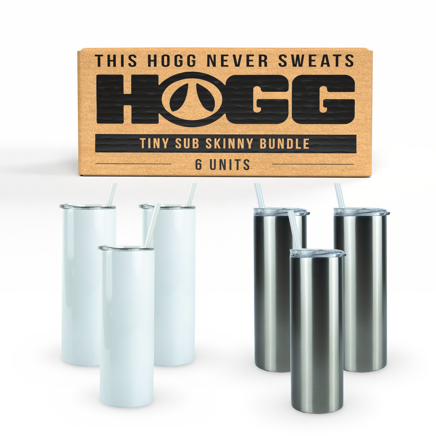 TINY 20oz SUBLIMATABLE SKINNY BUNDLE - CLEAR & WHITE (6 UNITS) – The ...